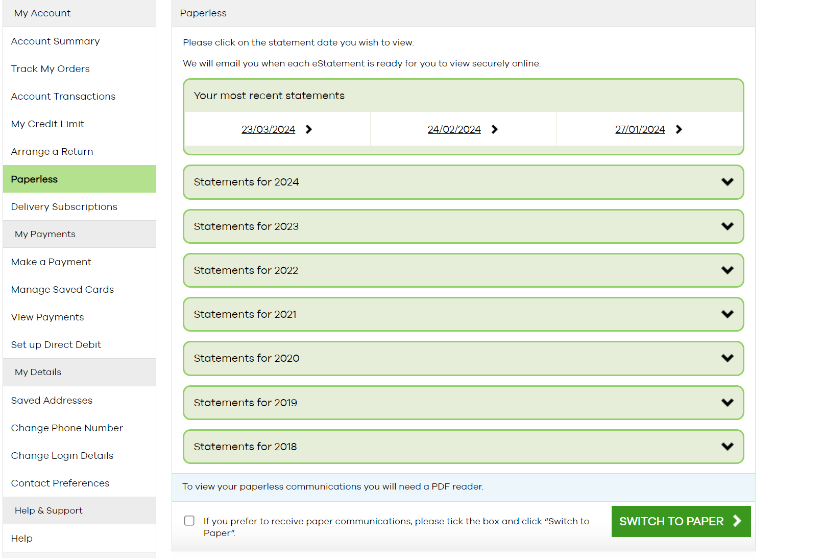 How do I view my previous statements online? – Fashion World